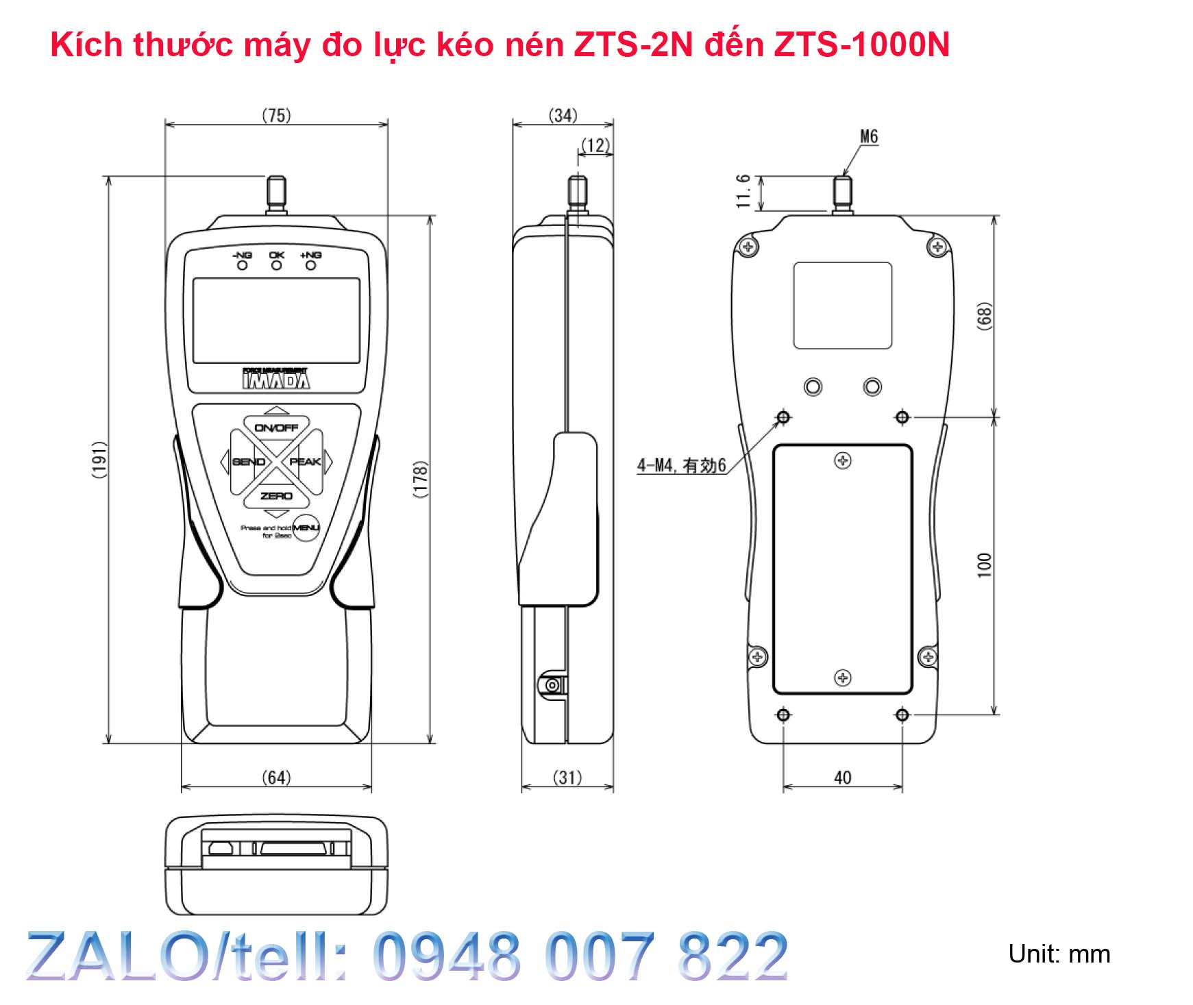 Máy đo lực kéo nén Imada ZTS-100N, ZTS-200N, ZTS-500N, ZTS-1000N